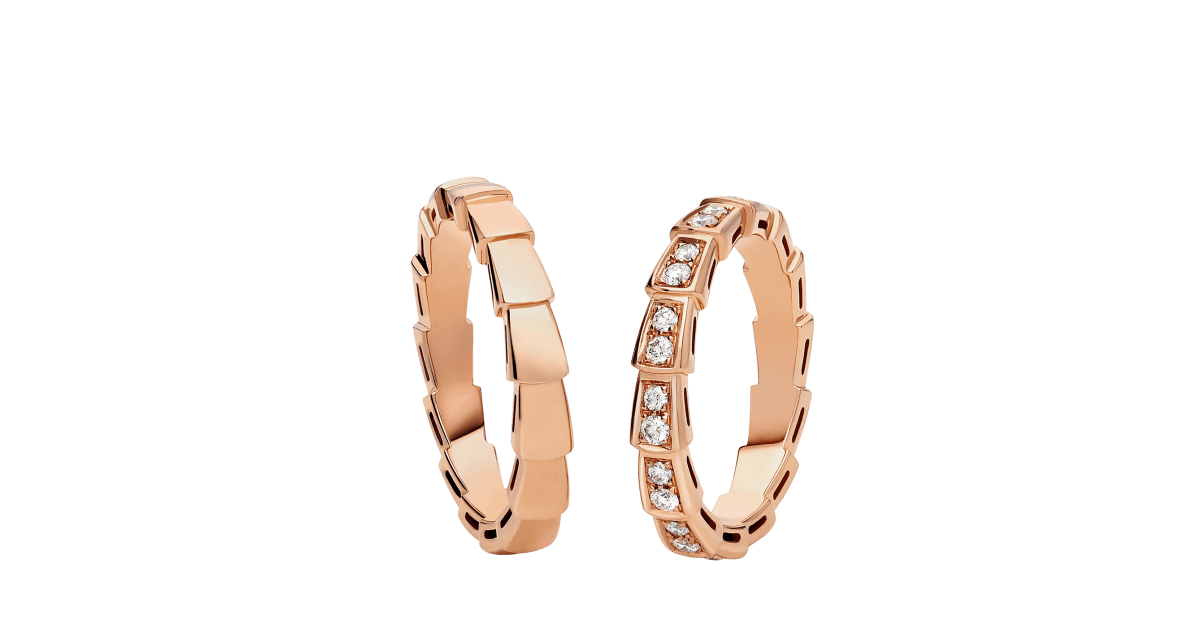 Serpenti Viper Rose Gold Couples' Rings With Diamonds | Bulgari