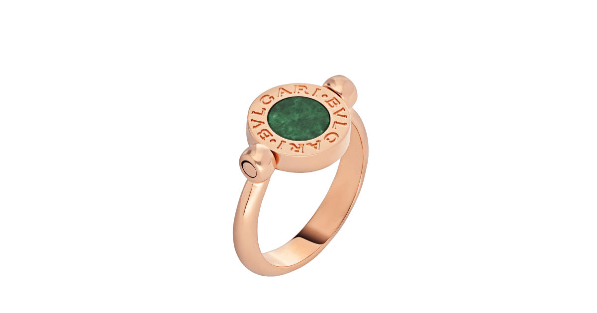 Rose gold BVLGARI BVLGARI Ring Green with 0.11 ct Diamonds Rose gold BVLGARI BVLGARI Ring Green with 0.11 ct Diamonds