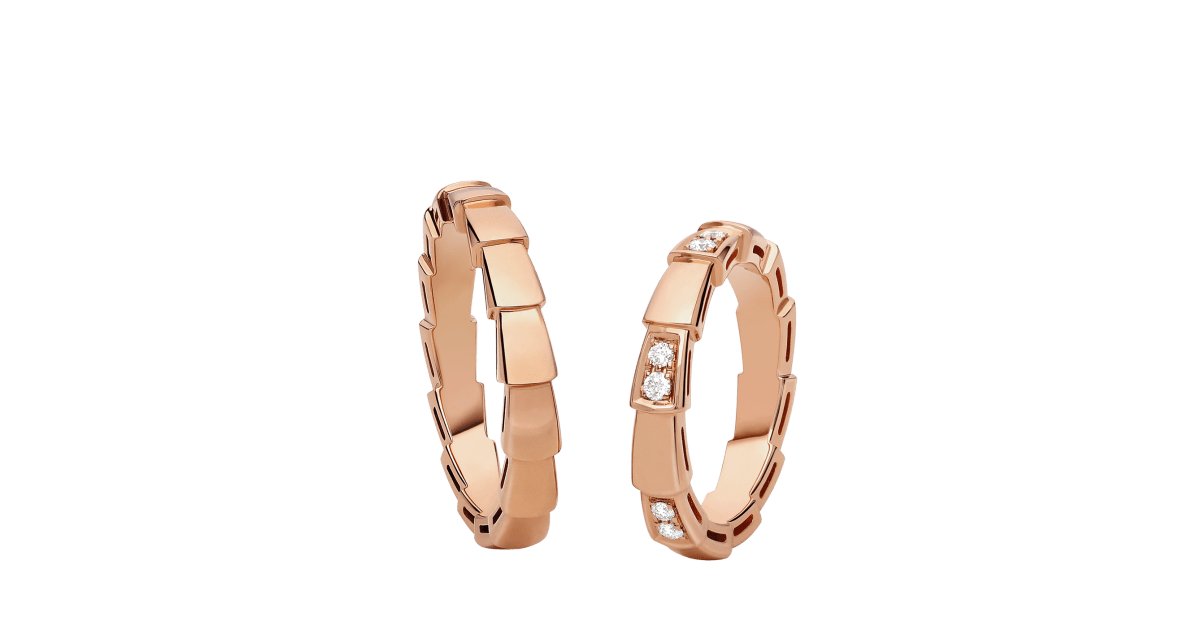 Serpenti Viper Rose Gold Couples' Rings With Diamonds | Bulgari